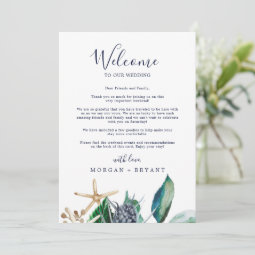 Modern Nautical Wedding Welcome Letter & Itinerary | Zazzle