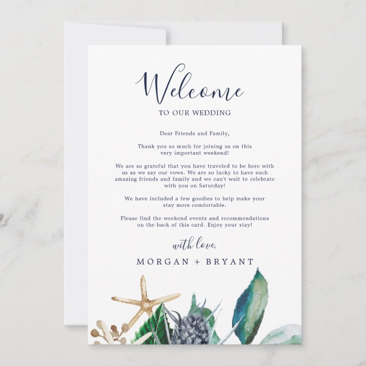 Modern Nautical Wedding Welcome Letter & Itinerary | Zazzle