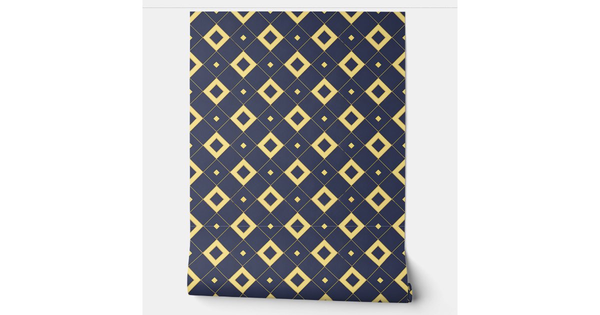 Modern Navy and Gold Diamond Pattern Wallpaper | Zazzle