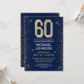 Modern Navy Blue 60th Birthday Invitation | Zazzle