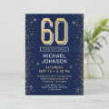Modern Navy Blue 60th Birthday Photo Invitation | Zazzle