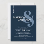 Modern Navy Blue Ampersand Script Photo Wedding Invitation | Zazzle