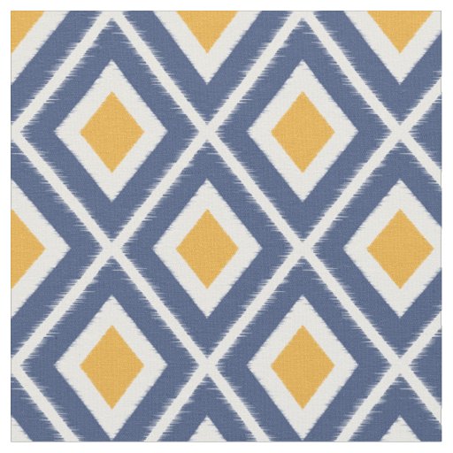 Modern Navy Blue and Mustard Yellow Ikat Pattern Fabric | Zazzle Modern Navy Blue and Mustard Yellow Ikat Pattern Fabric | Zazzle