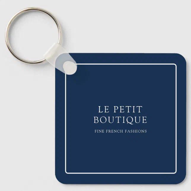 Modern Navy Blue Business QR Code Promotional Keychain | Zazzle