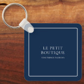 Modern Navy Blue Business QR Code Promotional Keychain | Zazzle
