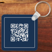 Modern Navy Blue Business QR Code Promotional Keychain | Zazzle