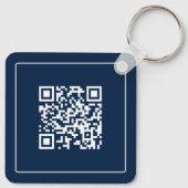 Modern Navy Blue Business QR Code Promotional Keychain | Zazzle