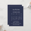Modern navy blue calendar non-photo save the date invitation | Zazzle