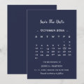 Modern navy blue calendar non-photo save the date invitation | Zazzle