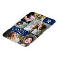 Modern Navy Blue Color Block Family Photo Collage Magnet | Zazzle