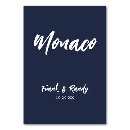 Modern Navy Blue Custom Wedding Table Name Table Number | Zazzle