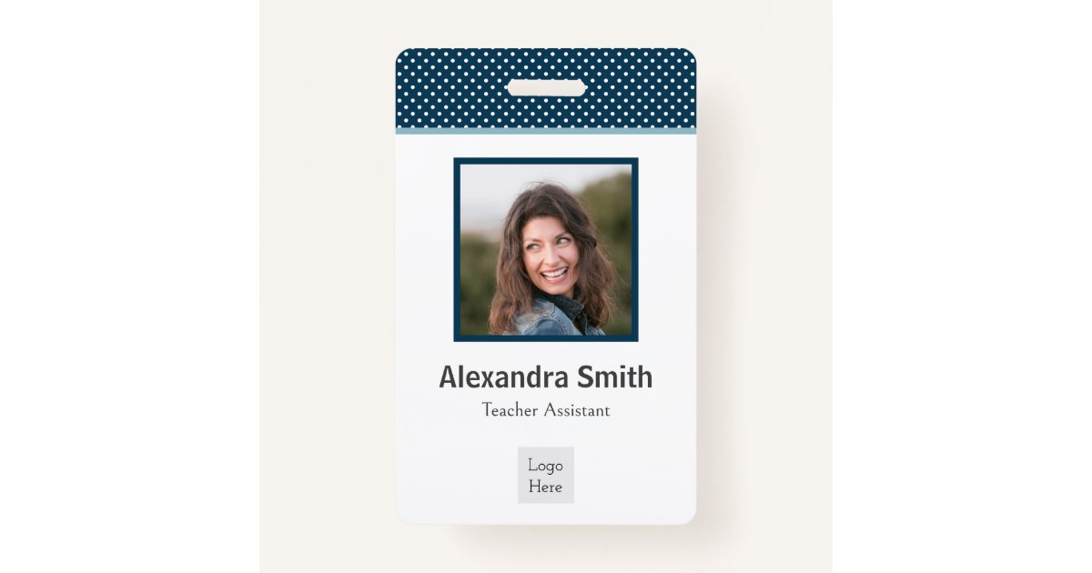 Modern Navy Blue Employee Badge | Zazzle