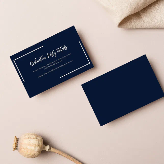 Modern Navy Blue Geometric Graduation Party Enclosure Card | Zazzle