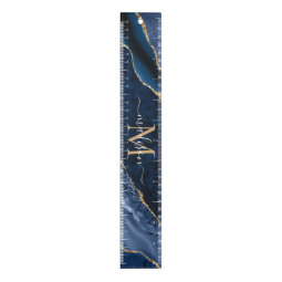 Modern Navy Blue Gold Agate Geode Girly Monogram Ruler | Zazzle