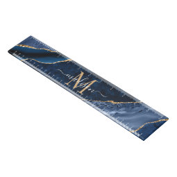 Modern Navy Blue Gold Agate Geode Girly Monogram Ruler | Zazzle