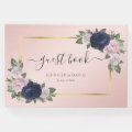 Modern Navy Blue Gold Blush Wedding Guest Book | Zazzle