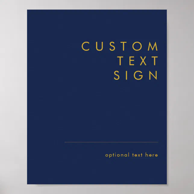 Modern Navy Blue | Gold Cards And Gifts Custom Poster | Zazzle
