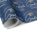 Modern Navy Blue Graduate Customized Graduation Wrapping Paper | Zazzle