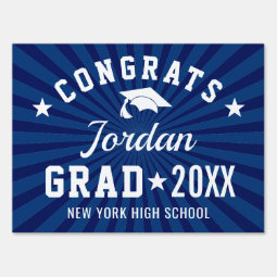 Modern Navy Blue Graduation Banner Yard Sign | Zazzle