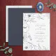 Modern Navy Blue Line Art Floral Wedding Invitation | Zazzle