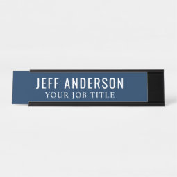 Modern Navy Blue Office Employee Desk Name Plate | Zazzle