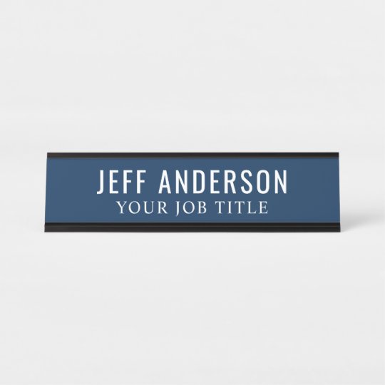 Modern Navy Blue Office Employee Desk Name Plate | Zazzle.com