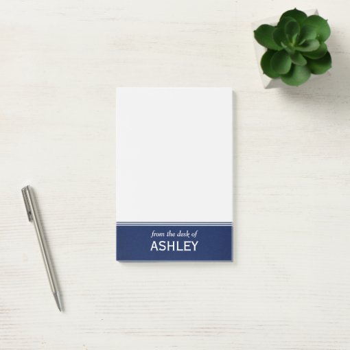 Modern Navy Blue Personalized 4" x 6" Post-it Notes | Zazzle
