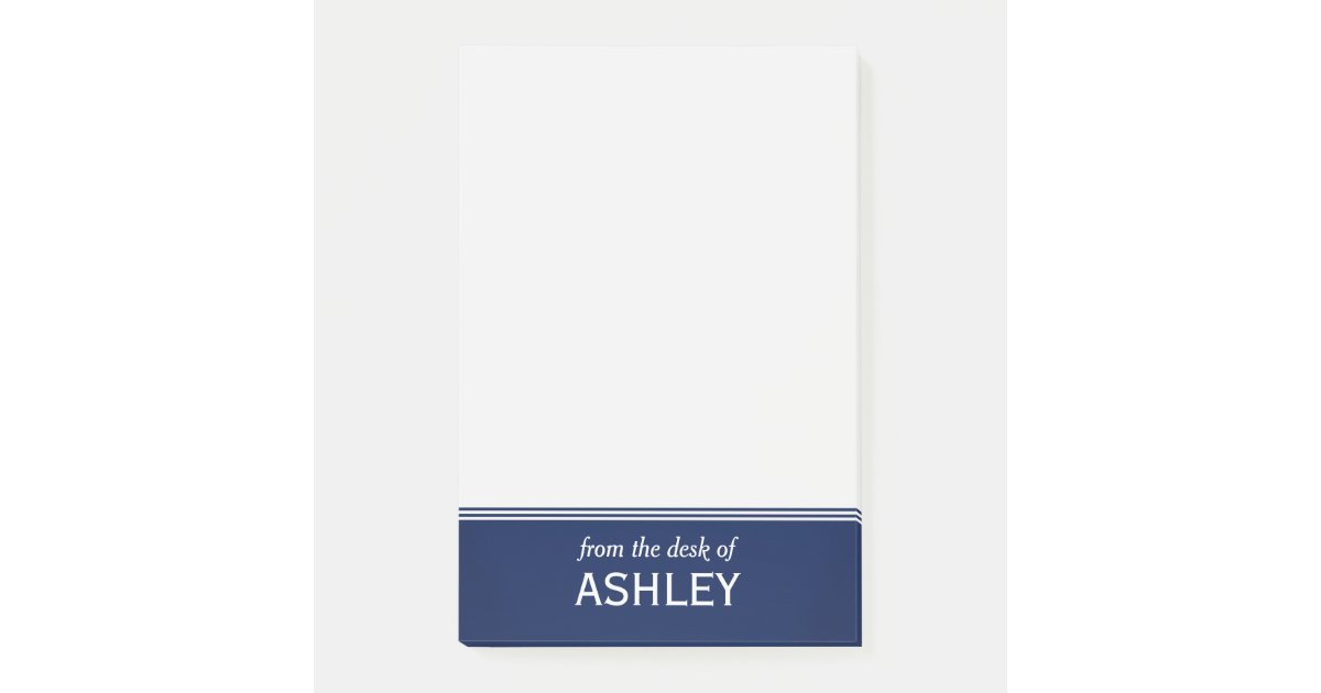 Modern Navy Blue Personalized 4" x 6" Post-it Notes | Zazzle