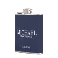 Modern Navy Blue Personalized Groomsman Flask | Zazzle