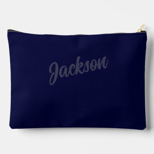 Modern Navy BLue, Personalized Name, SImple Accessory Pouch | Zazzle