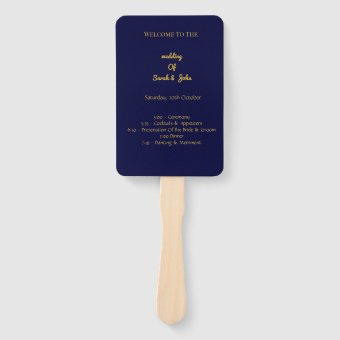 Modern Navy Blue Program Hand Fans | Zazzle
