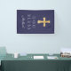 Modern Navy Blue Religious Cross Boy God Bless Banner | Zazzle