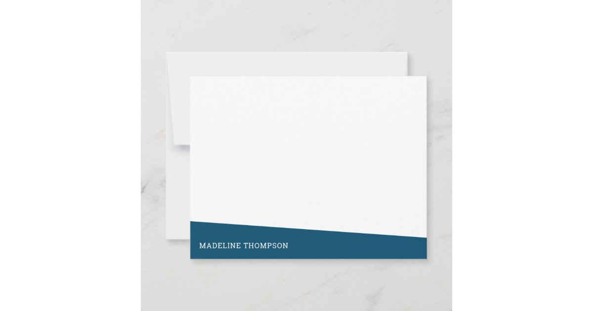 Modern Navy Blue Slanted Slab Typography Note Card | Zazzle