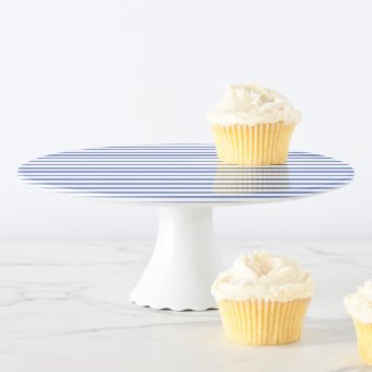 Modern Navy Blue & White Stripes Cake Stand | Zazzle