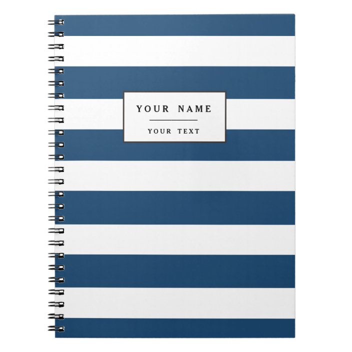 Modern Navy Blue White Stripes Pattern Notebook | Zazzle.com