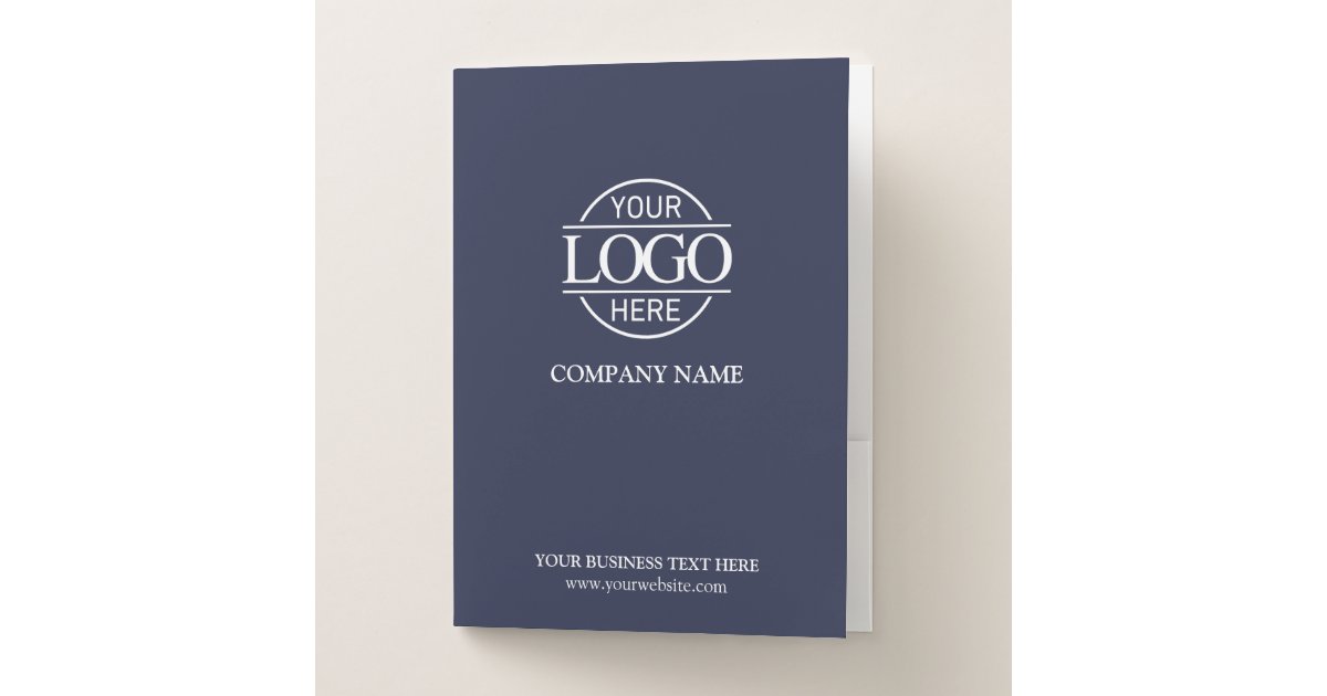 Modern Navy Custom Business Logo Corporate Records Pocket Folder | Zazzle