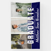 Modern Navy Graduate 3 Photo Collage Graduation Banner | Zazzle