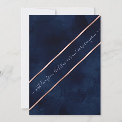 Modern Navy Rose Gold Geometric Border Wedding Invitation | Zazzle