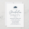 Modern Navy Script Graduation Party Invitation | Zazzle
