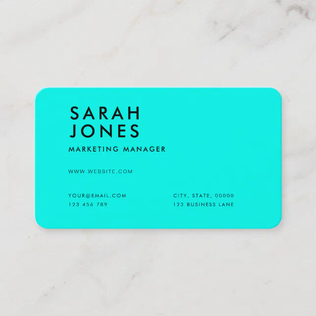 Modern Neon Blue Color Business Card | Zazzle
