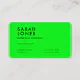 Modern Neon Green Color Business Card | Zazzle