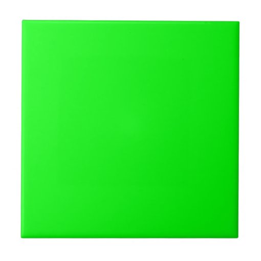 Modern neon green screen bright solid color cool ceramic tile | Zazzle