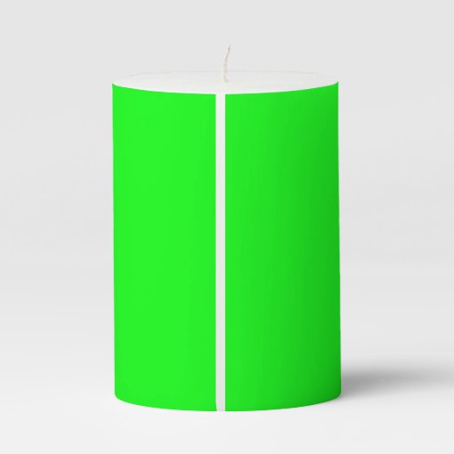 Modern neon green screen bright solid color cool pillar candle | Zazzle