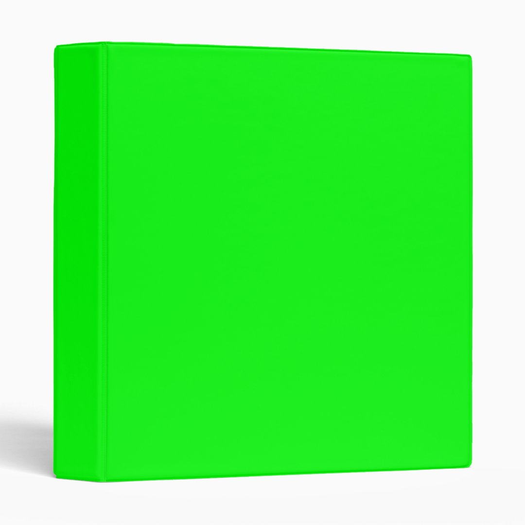 Modern neon green screen solid plain minimalist 3 ring binder | Zazzle