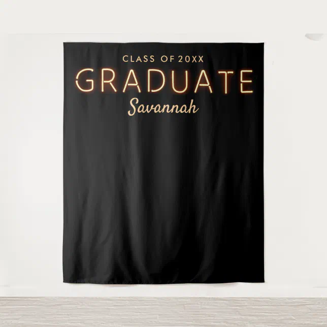 Modern Neon Lights Graduation Photo Backdrop | Zazzle