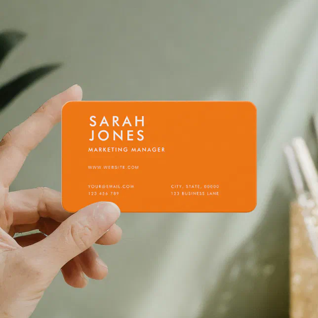 Modern Neon Orange Color Business Card | Zazzle
