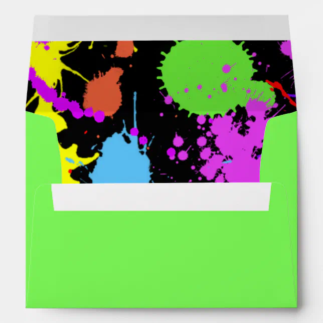 Modern Neon Paint Splatter Envelopes | Zazzle