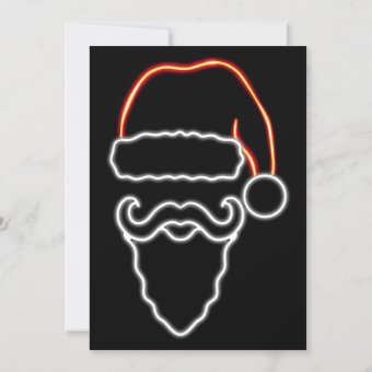 Modern Neon Red Lighted Santa Christmas Party Invitation | Zazzle