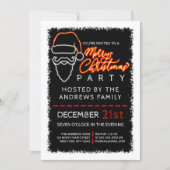 Modern Neon Red Lighted Santa Christmas Party Invitation | Zazzle
