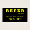 Modern Neon Yellow Black Referral Cards | Zazzle